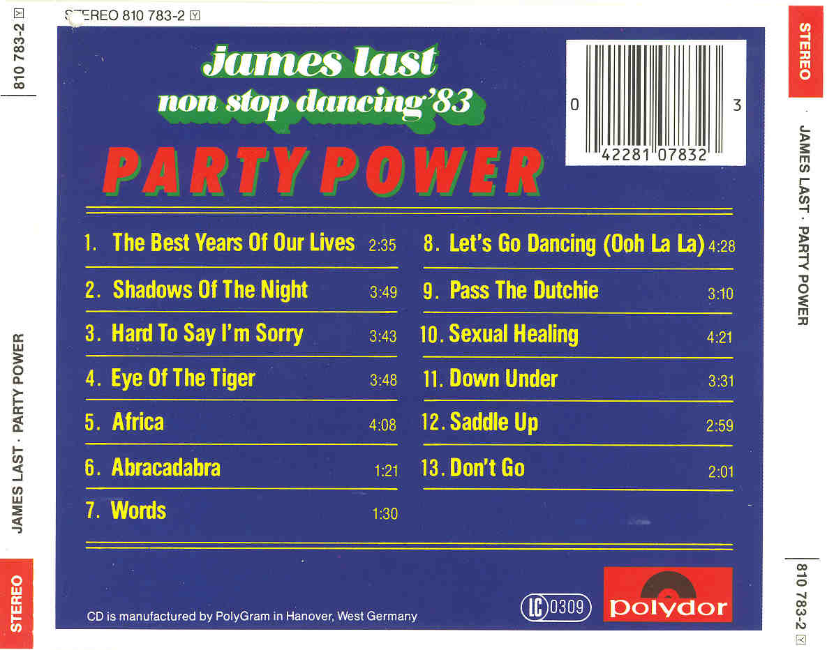 James Last Party Power 83 : Back | CD Covers | Cover Century | Over 1. ...